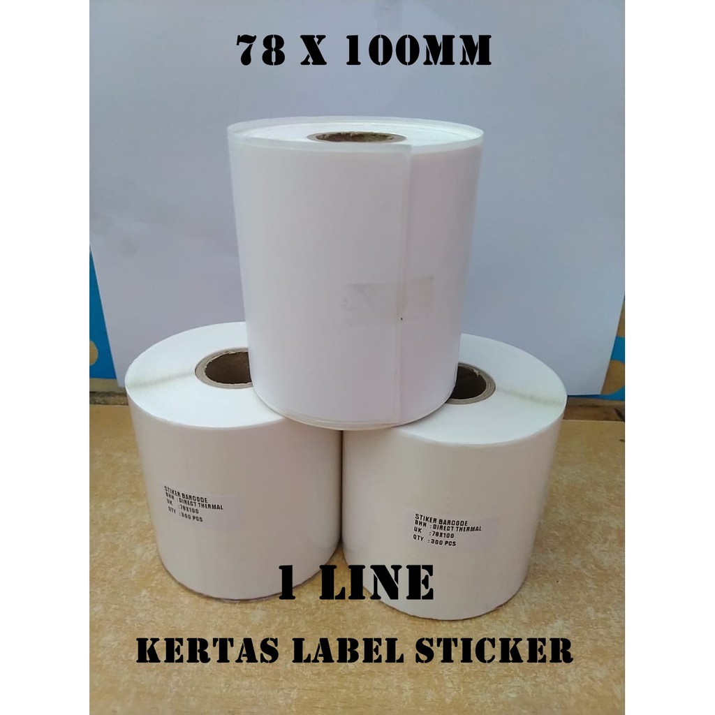 Jual KERTAS STICKER LABEL PRINTER BARCODE 78 X 100 MM - 1 LINE THERMAL ...