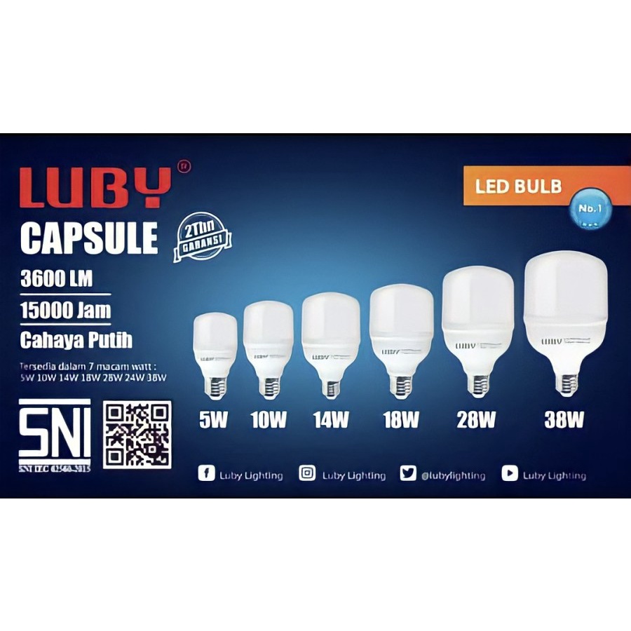 Jual Lampu LED Putih Luby Capsule 5W 10W 14W 18W 28W Bohlam LED | Shopee Indonesia