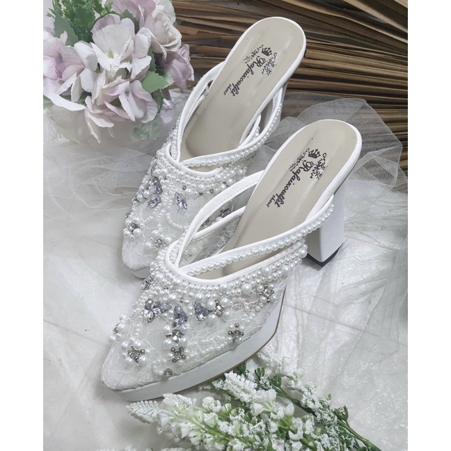 Jual sepatu wedding pesta melani putih cantik cantik 9cm | Shopee Indonesia