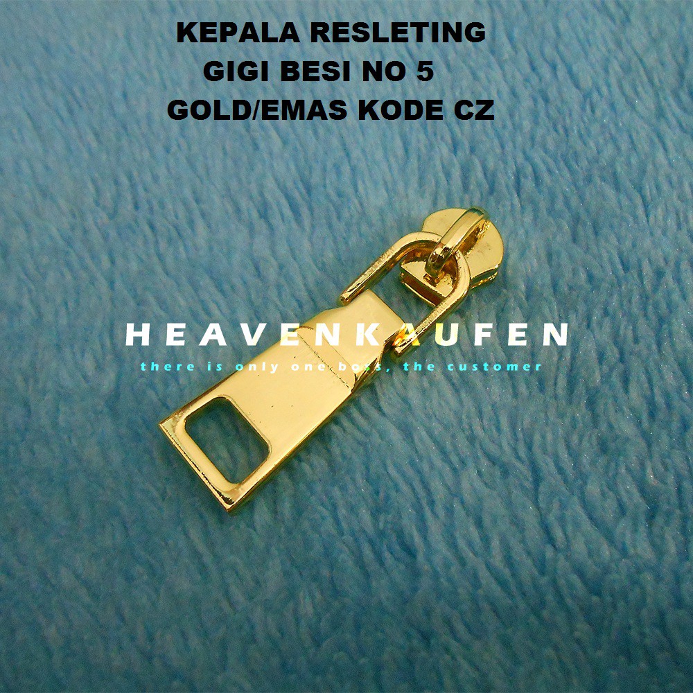 Jual Kepala Resleting / Kepala Zipper No 5 Gigi Besi Gold Emas Kode CZ ...