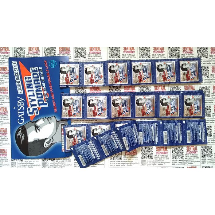 Jual gatsby styling pomade biru / coklat supreme grease / hold sachet ...