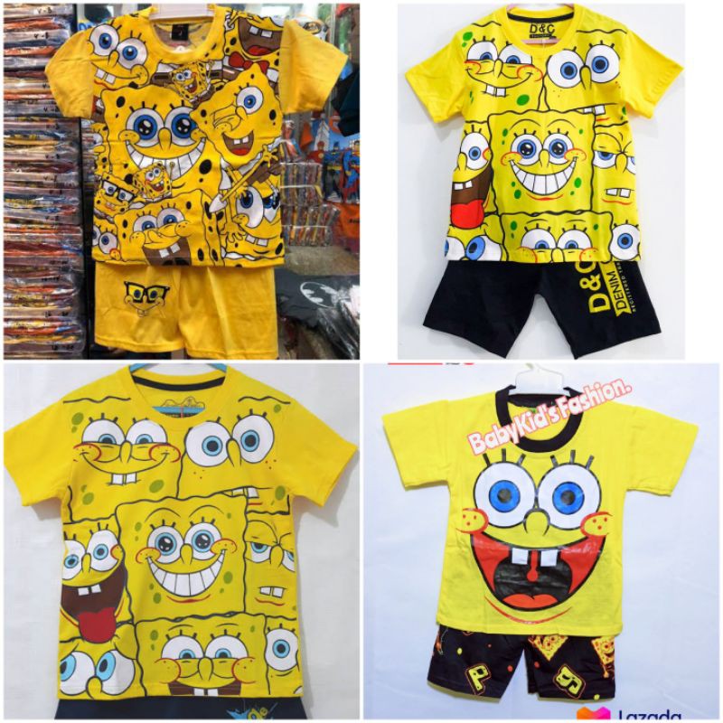 Jual SETELAN BAJU ANAK SPONGEBOB SQUAREPANTS KARTUN UMUR 1-9 THN ...