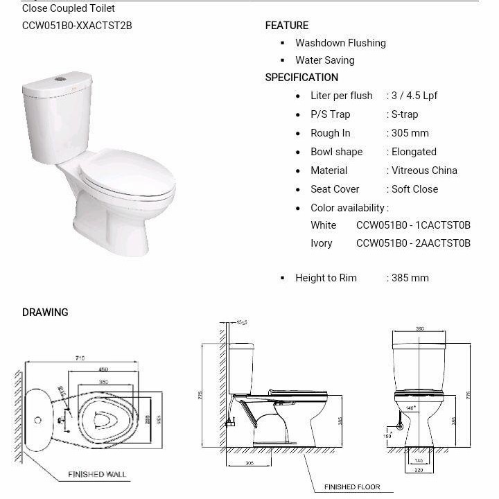 Jual KLOSET DUDUK AMERICAN STANDARD MY WINSTON SINGLE FLUSH / MONOBLOK ...