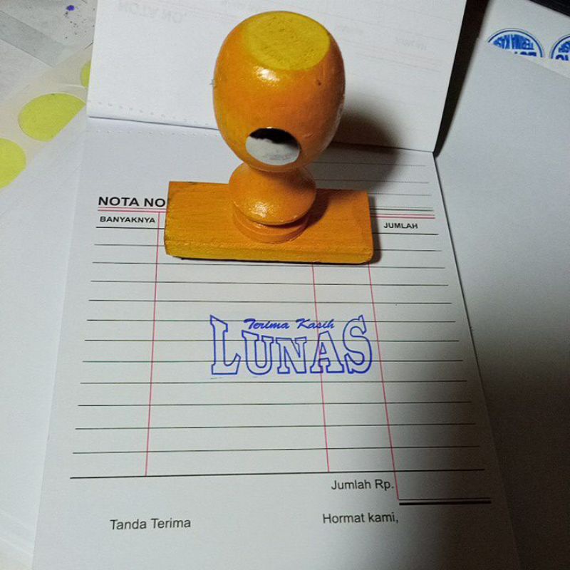 Jual cap lunas isi tinta gagang kayu murah stempel custom kayu isi ...