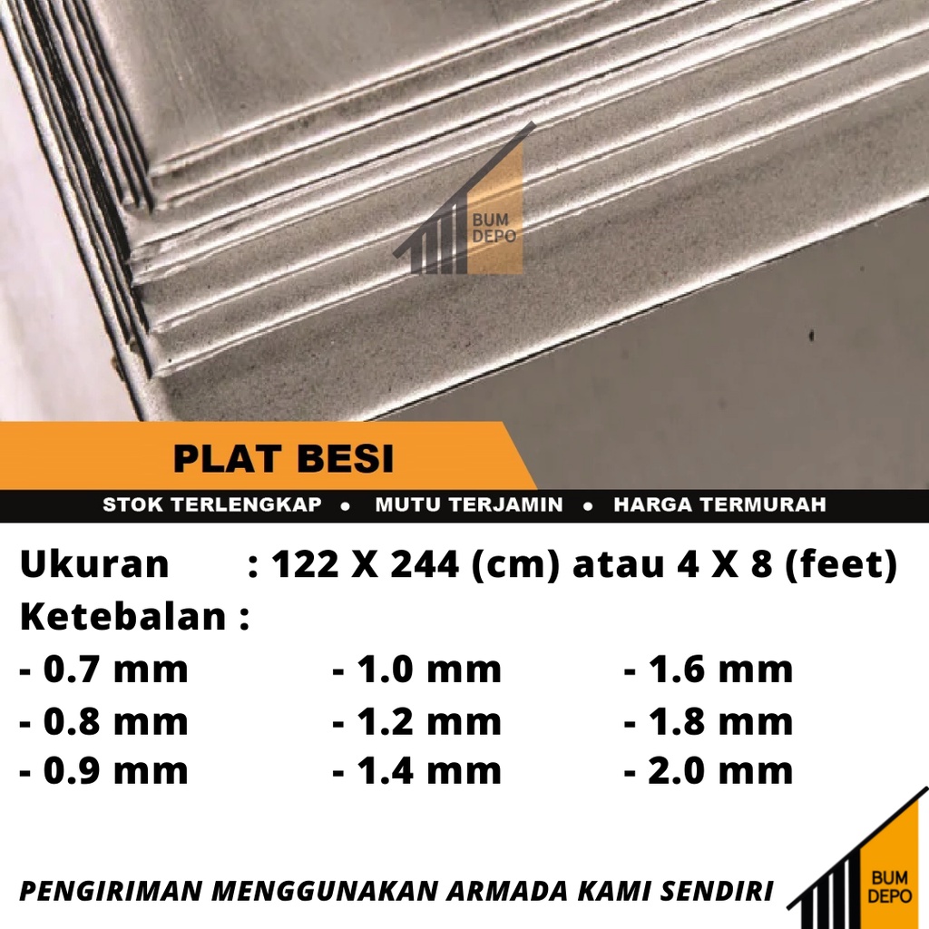 Jual PLAT BESI UKURAN 122X244 (cm) ATAU 4X8 (FEET) | Shopee Indonesia