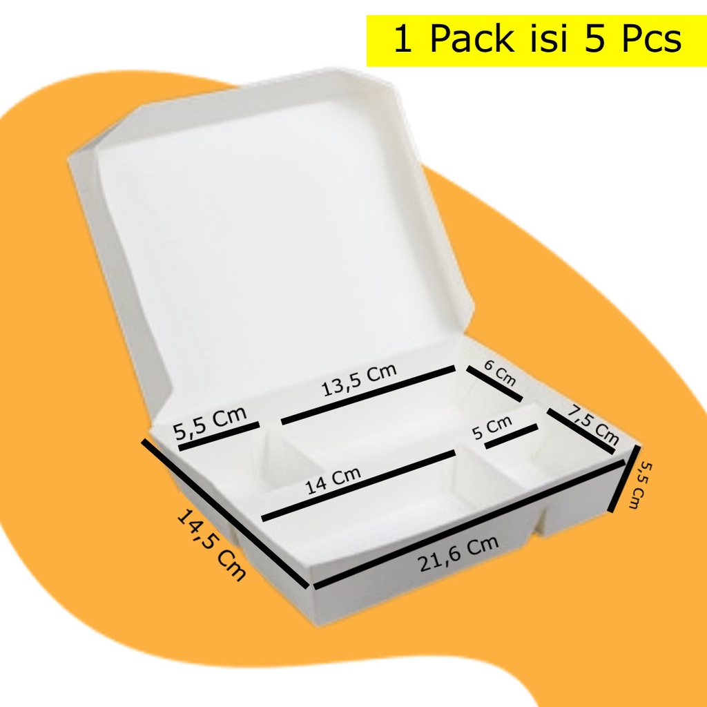 Jual Paper Lunch box sekat 4 isi 5pcs / sekat 3 isi 5pcs / paper lunch ...