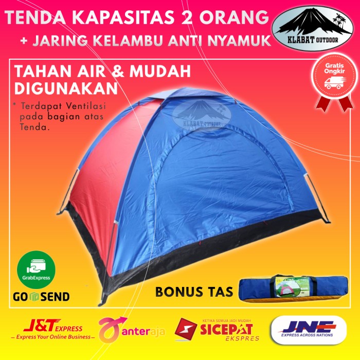 Jual Tenda Kemping Camping Kap 2p Dome Gunung Outdoor Kapasitas 2 Orang ...