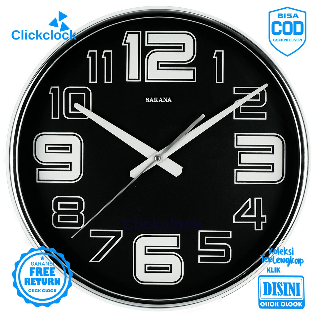 Jual Jam Dinding Quartz Minimalis Abu Biru Hijau Hitam Sakana 584 Besar ...