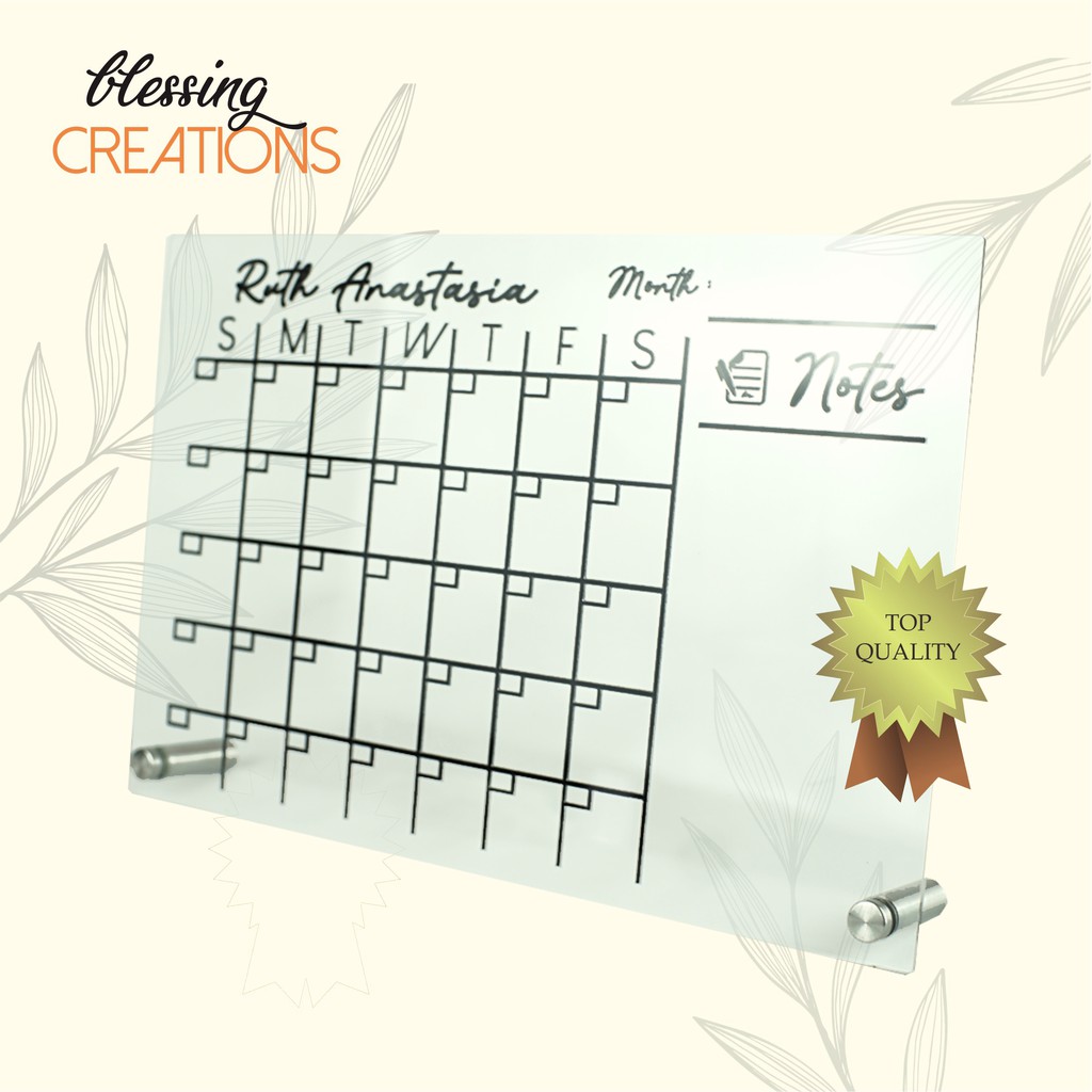 Jual Acrylic Monthly Planner | Kalender | Papan Pengumuman | Papan ...