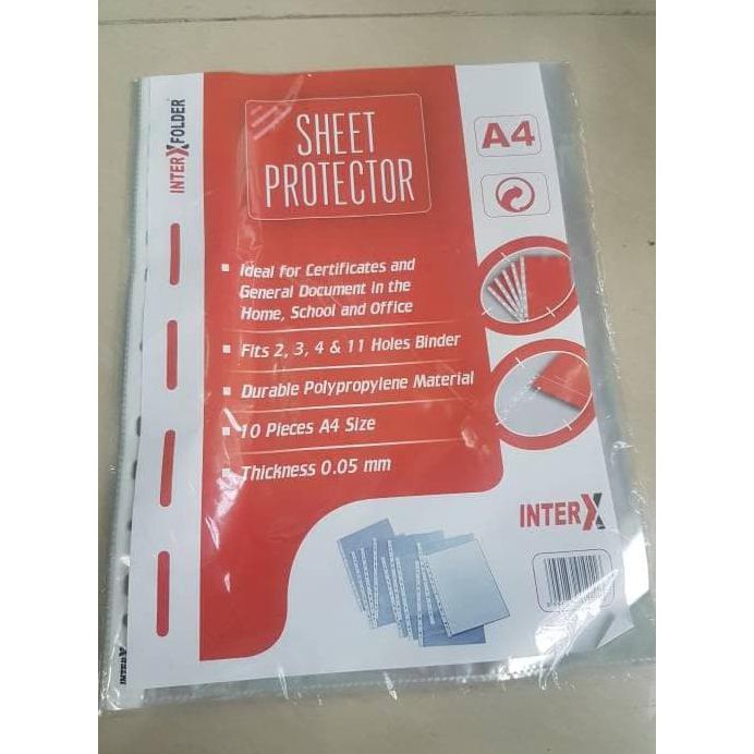 Jual PP POCKETS / SHEET PROTECTOR INTER X FOLDER CLEAR A4 (ISI 10 SHEET ...
