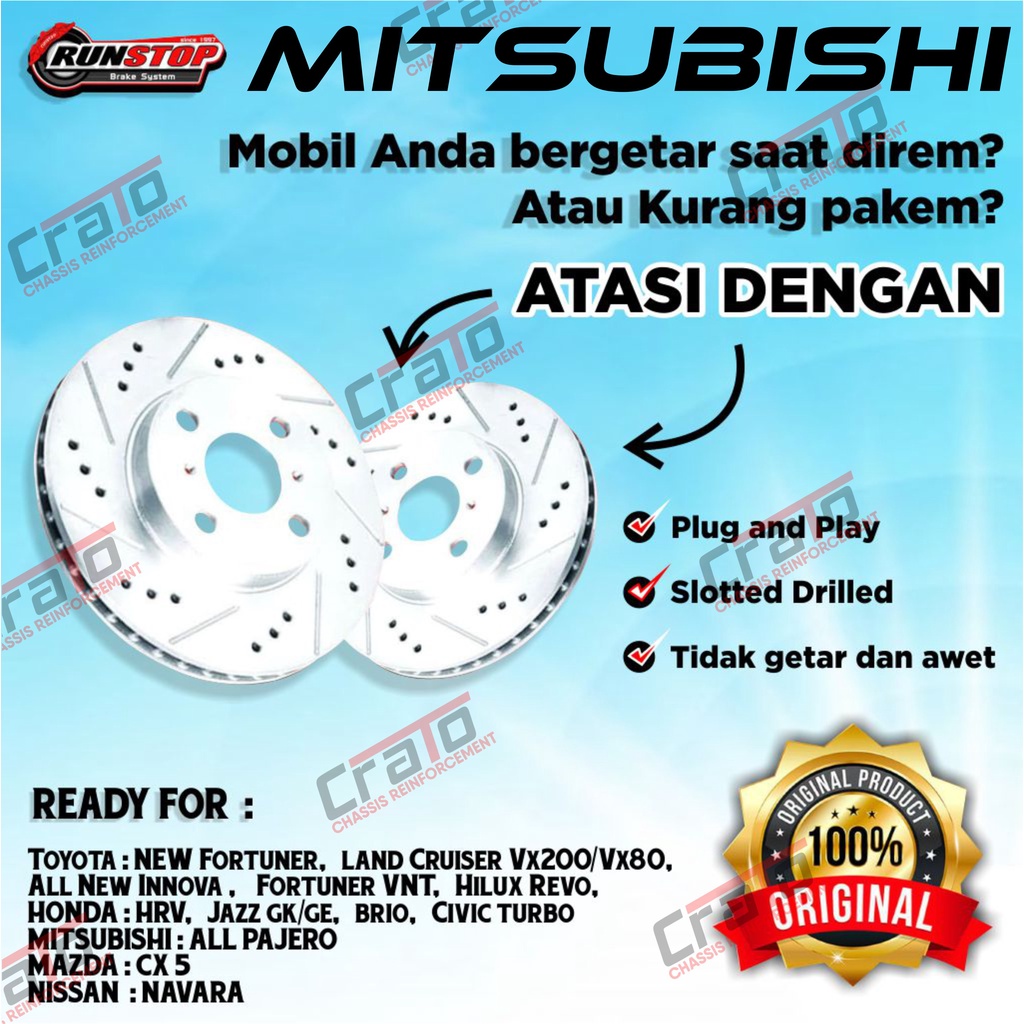 Jual Aksesoris Rotor Disc Brake Drilled Slotted RUNSTOP OEM Mitsubishi ...
