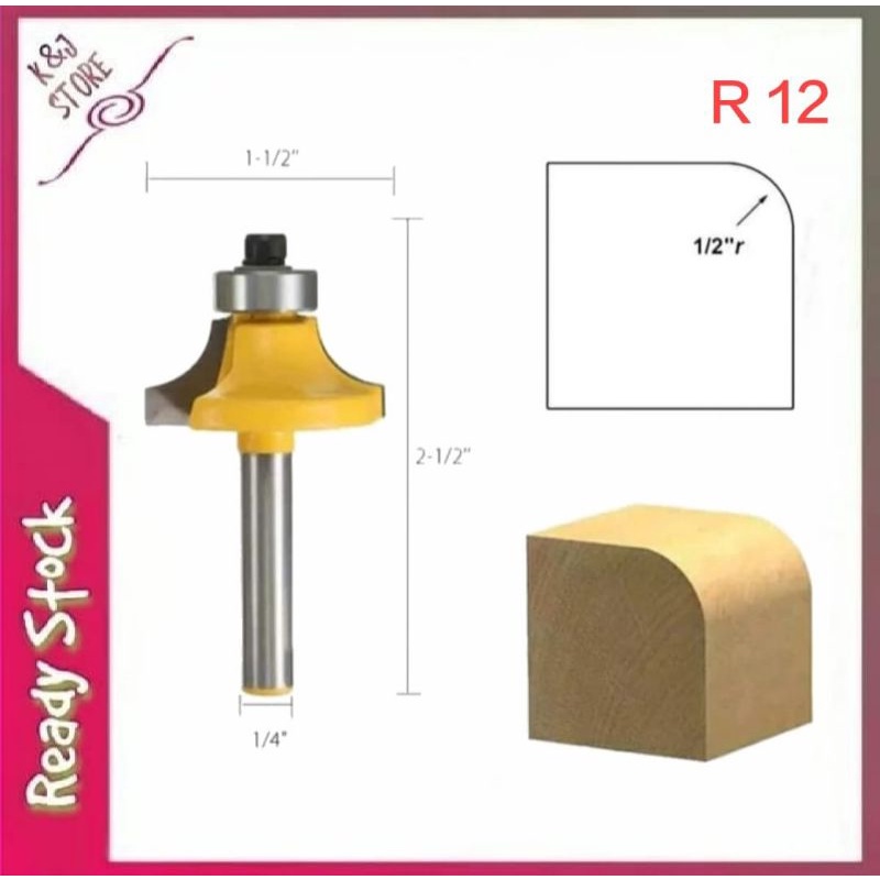 Jual Mata Profil Router Bit Trimmer Shank 1/4" Untuk Lis Kayu Meja ...