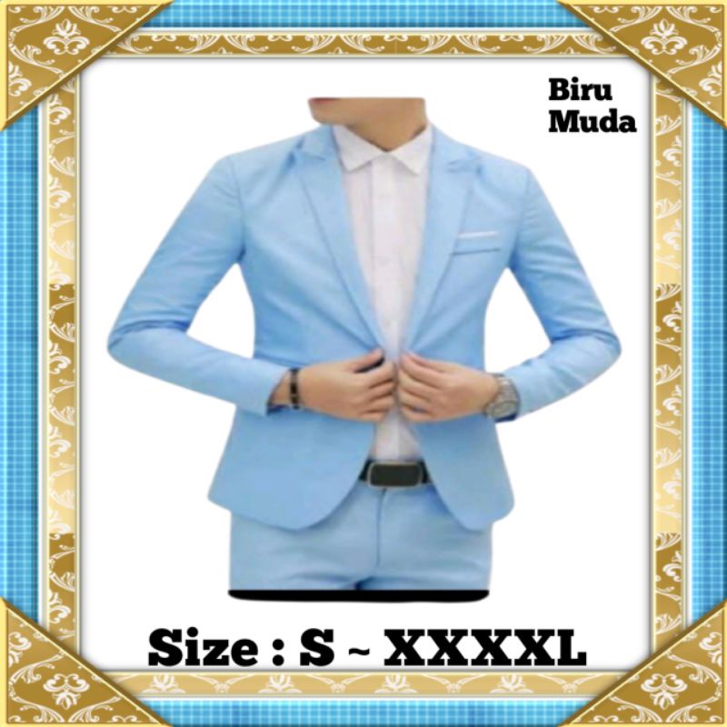 Jual Jas / Jas Biru Muda / Jas Kantor / Jas Pria / Jas Blazer | Shopee ...