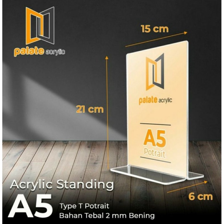 Jual Acrylic / Akrilik Holder Stand A5 (15 x 21 cm) model T Potrait 2mm ...