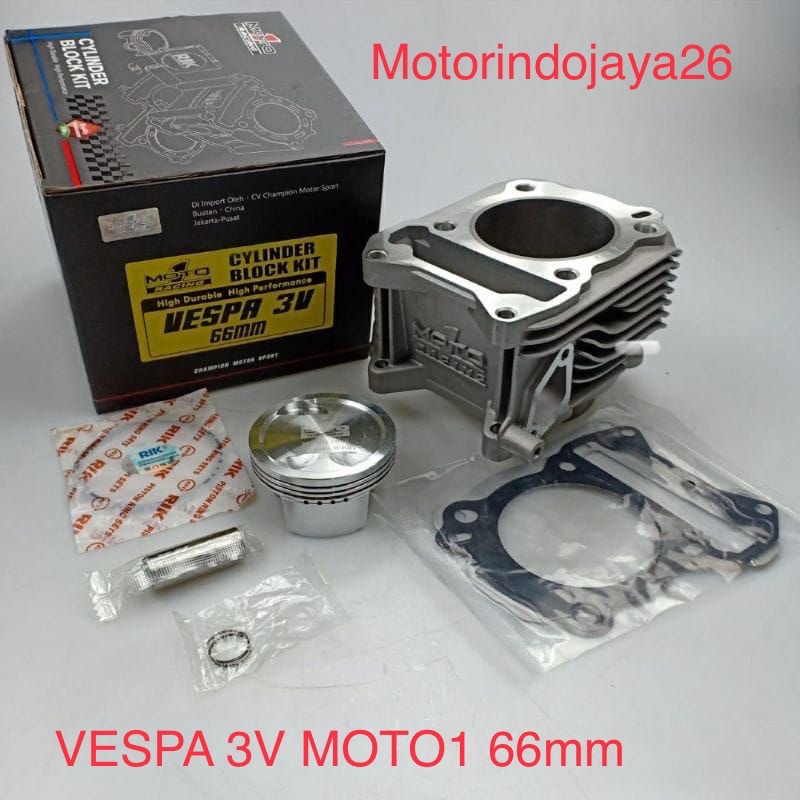 Jual Blok Seher Vespa Matic 3V Bore up Racing Moto1 66mm | Shopee Indonesia