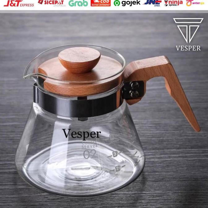 Jual Coffee server v60 600ml / coffee tea pot maker / kopi server kayu v60 -Diskon Besar ...