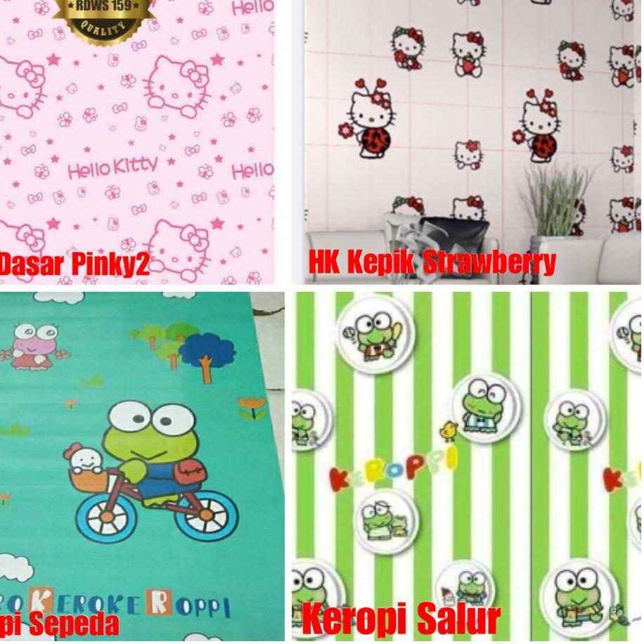 Jual HARGA ECERAN!! Wallpaper dinding Helo Kity Keropi / wallsticker 45 cm x 10 m doraemon hello ...
