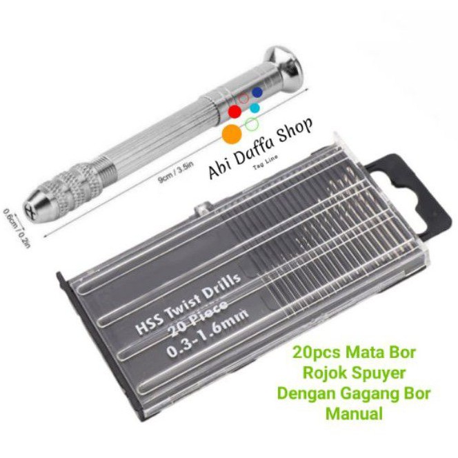 Jual Mata Bor Rojok Spuyer 20set + Mini Hand Drill Gagang Bor Manual ...