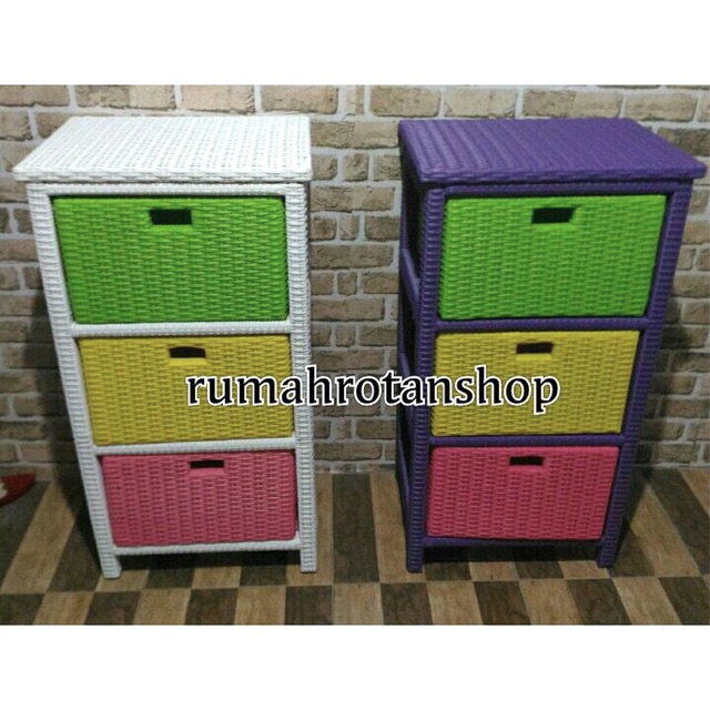 Jual Laci / Lemari / Rak Susun Rotan Sintetis isi 3 ( HARGA BELUM ...