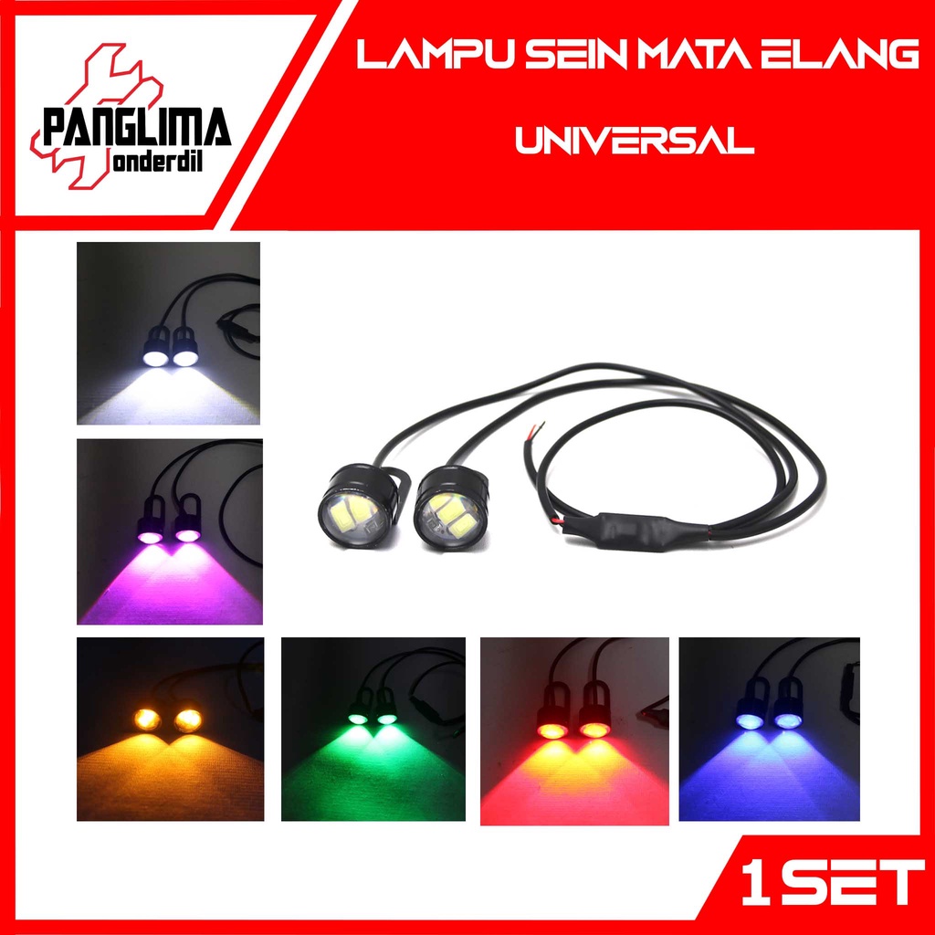 Jual Lampu Sein Mata Elang 3 LED Universal Sen Putih-Hijau-Kuning-Merah-Biru-Pink Depan Belakang ...