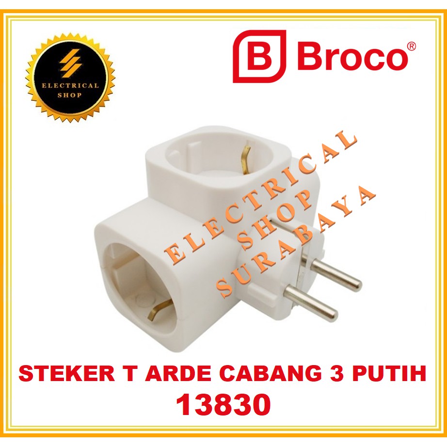 Jual (GROSIR) BROCO STEKER T ARDE PUTIH 13830 STOP KONTAK T BAMBU ...