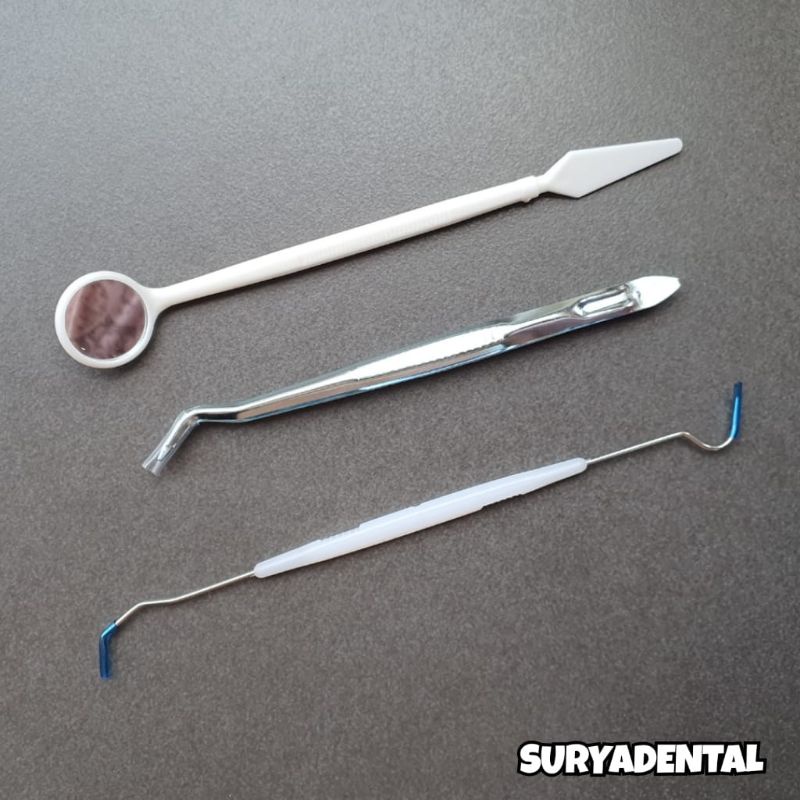 Jual 1 SET ISI 3 PCS ALAT PEMERIKSAAN GIGI STANDAR | KACA PINSET SONDE ...