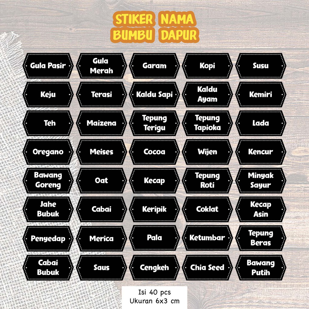 Jual SET STIKER LABEL BUMBU DAPUR/ PANTRY [TINGGAL TEMPEL] | Shopee ...