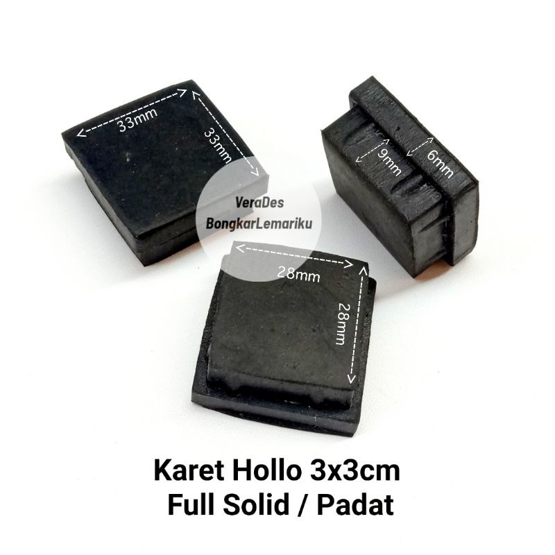 Jual Karet Holo Solid 3x3 Padat Kaki Kursi Meja Tutup Hollow | Shopee ...