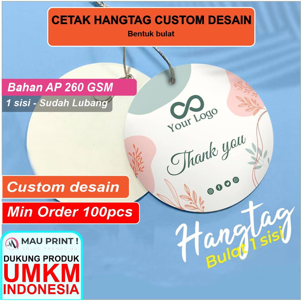 Jual cetak print hangtag hang tag 1 sisi bulat custom desain label ...