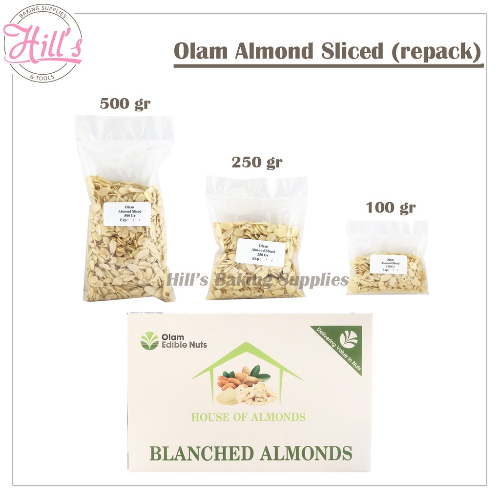 Jual ALMOND SLICE AUSTRALIA MERK OLAM / ALMOND IRIS MENTAH 100gr 250gr ...