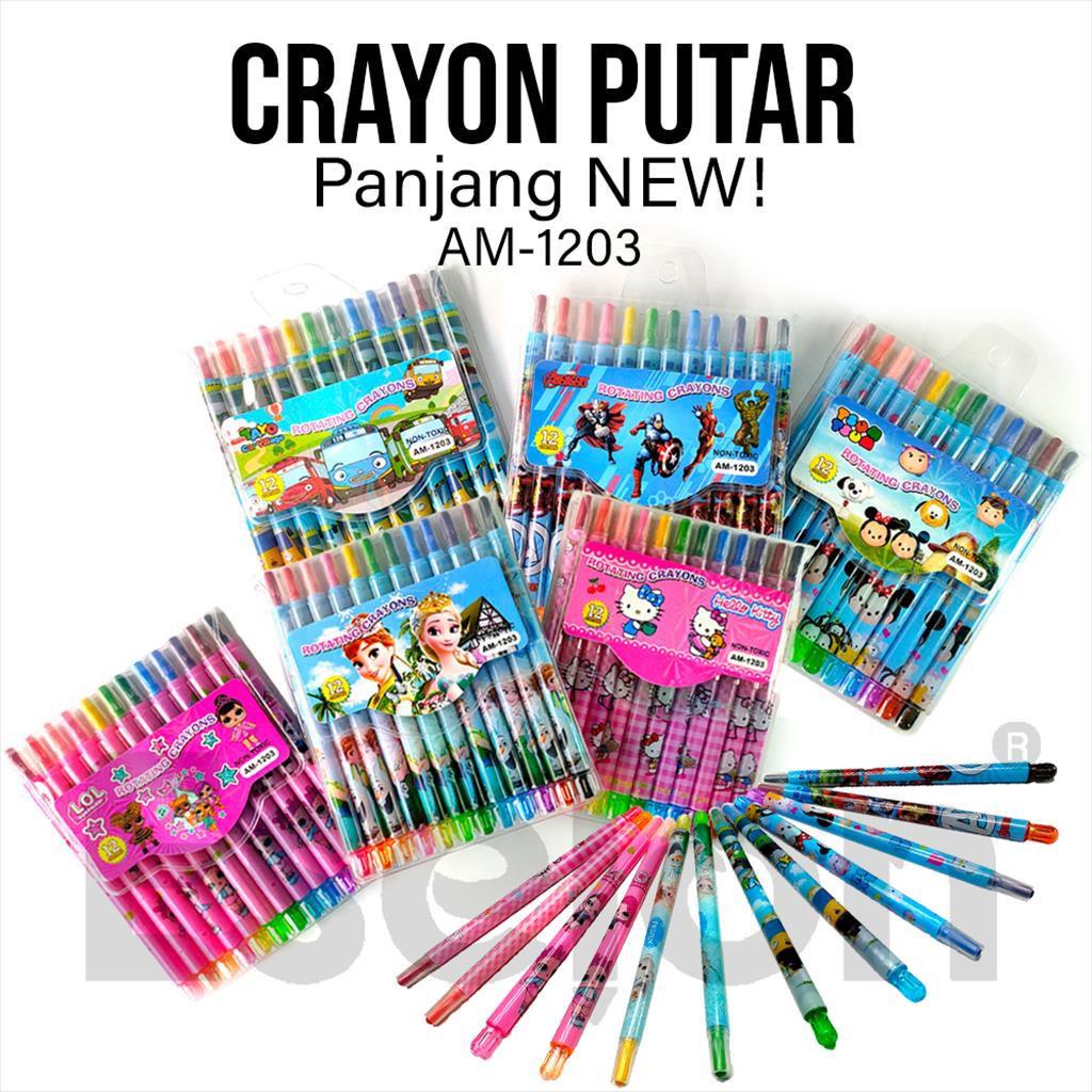 Jual RS 760 - Crayon Putar 12 warna panjang Karakter rolling crayon ...