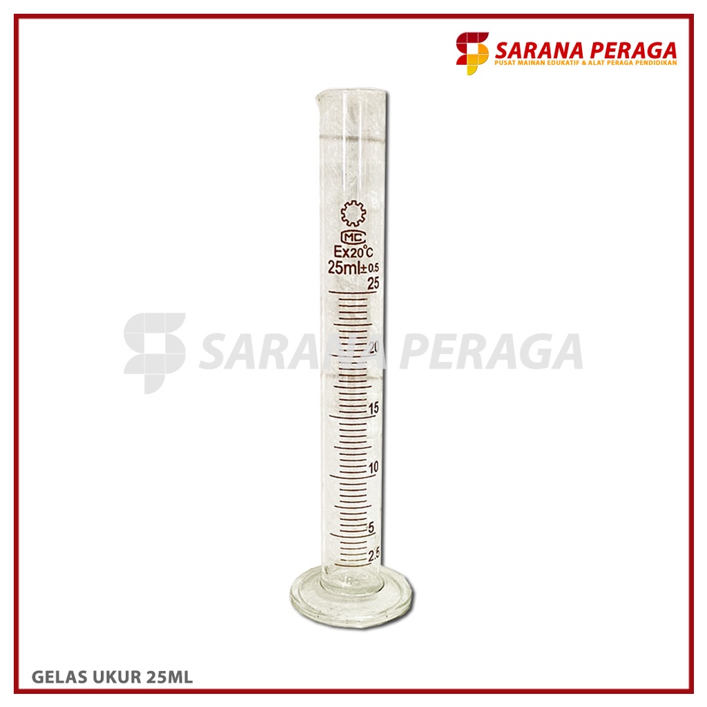 Jual SaranaPeraga - Gelas Ukur Lab Kimia 25 ML Kaca - Alat Peraga ...