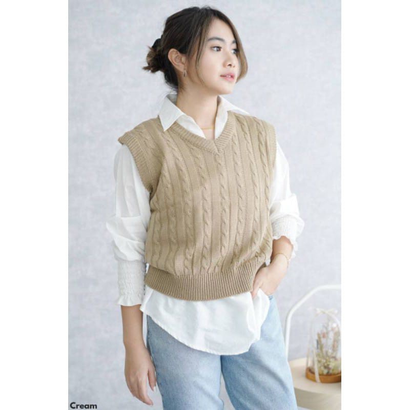 Jual Rompi Rajut Motif Vest Knit Sweater Warna Wanita | Shopee Indonesia