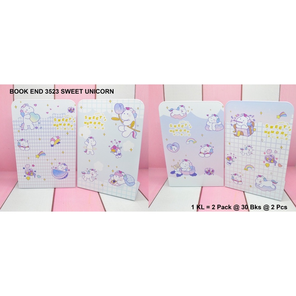 Jual penahan buku atau stand book dari besi motif sweet memory unicorn ...