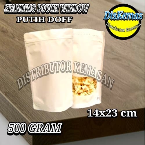 Jual STANDING POUCH WINDOW PUTIH DOFF 500 GRAM ZIPPER | Shopee Indonesia
