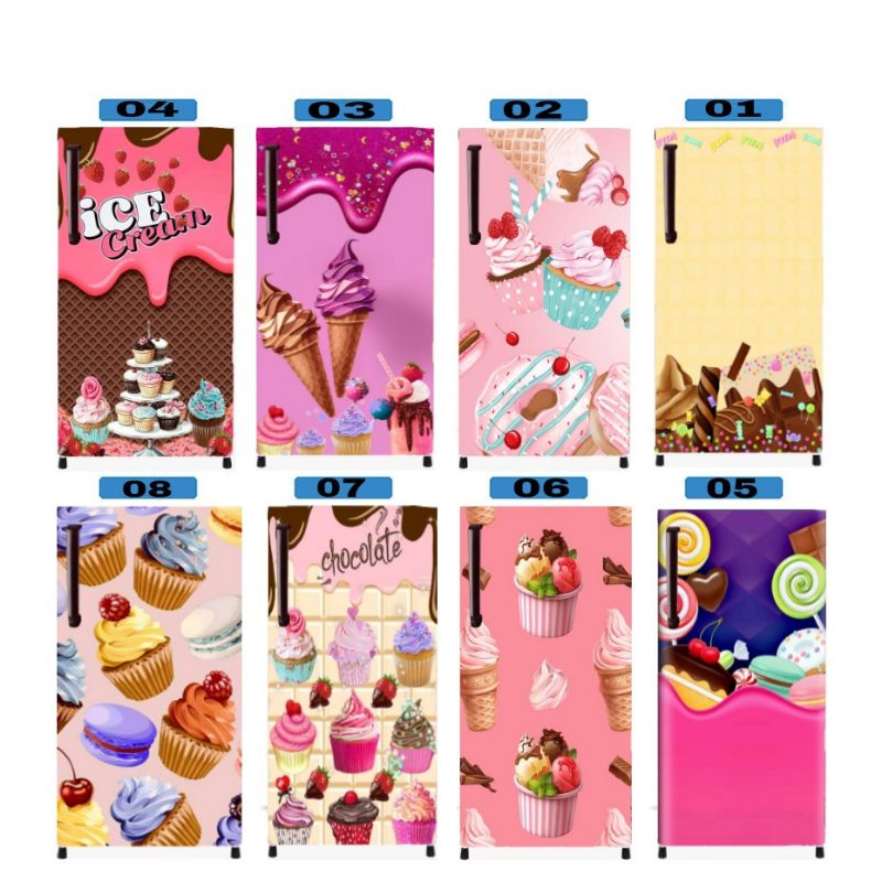 Jual Stiker kulkas 1 dan 2 pintu motif ice cream | Shopee Indonesia