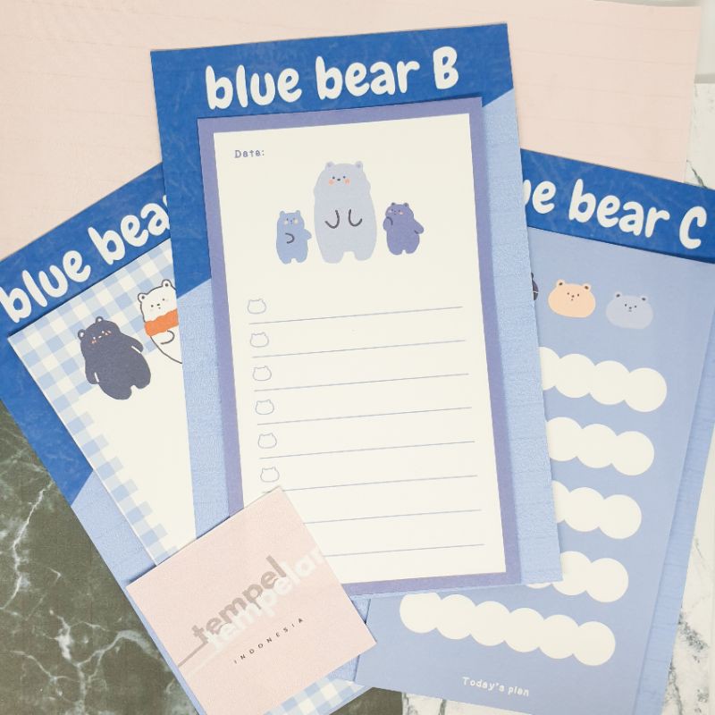 Jual Blue Bear Memo Paper Aesthetic Cute (Kertas Memo Pemandangan Lucu ...