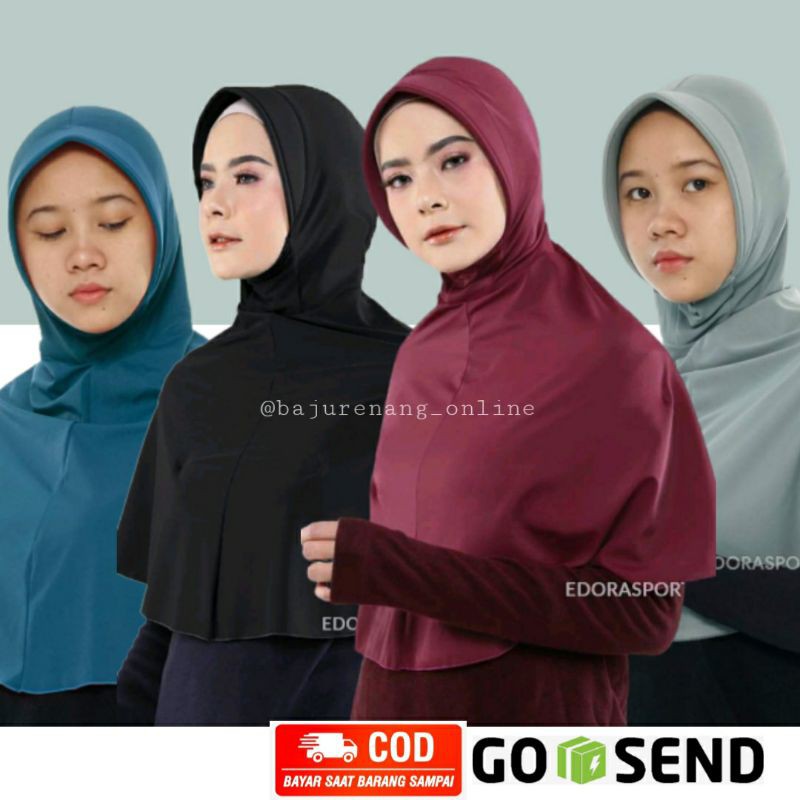 Jual Hijab renang Jilbab kerudung Renang muslimah hitam polos Hijab ...