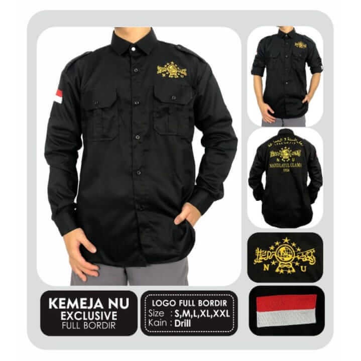 Jual PDH NU Kemeja PDH NU HITAM TERBARU FULL BORDIR | Shopee Indonesia