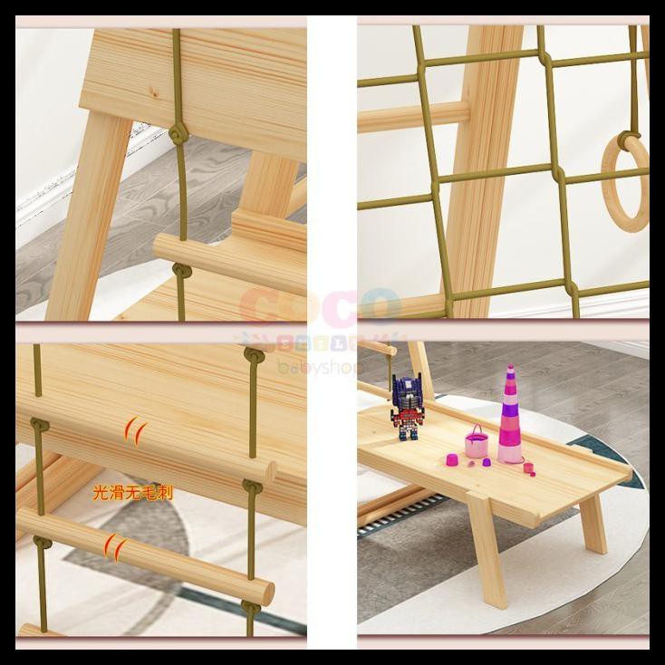 Jual Wooden Beech Kids Play Gym Climber Type-C Frame-Swing-Slide T-120 ...
