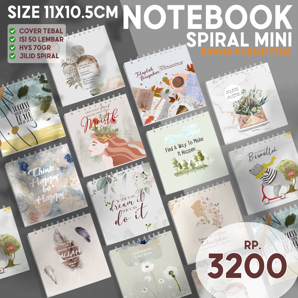 Jual NOTEBOOK SPIRAL 11X10.5CM | BLOKNOTE MINI | BUKU CATATAN KECIL ...