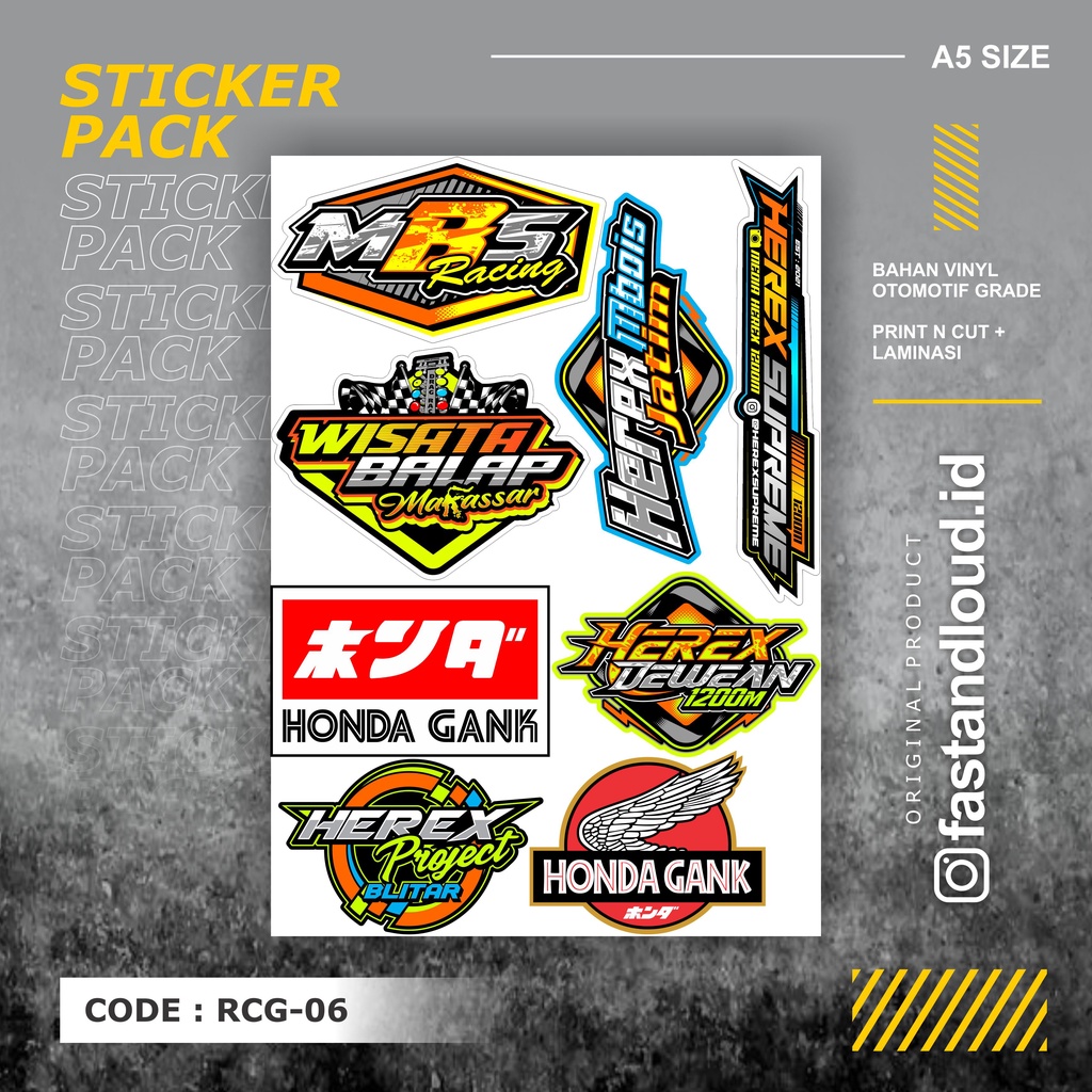 Jual STICKER PACK RACING / Sticker bengkel / sticker Herex / Sticker ...