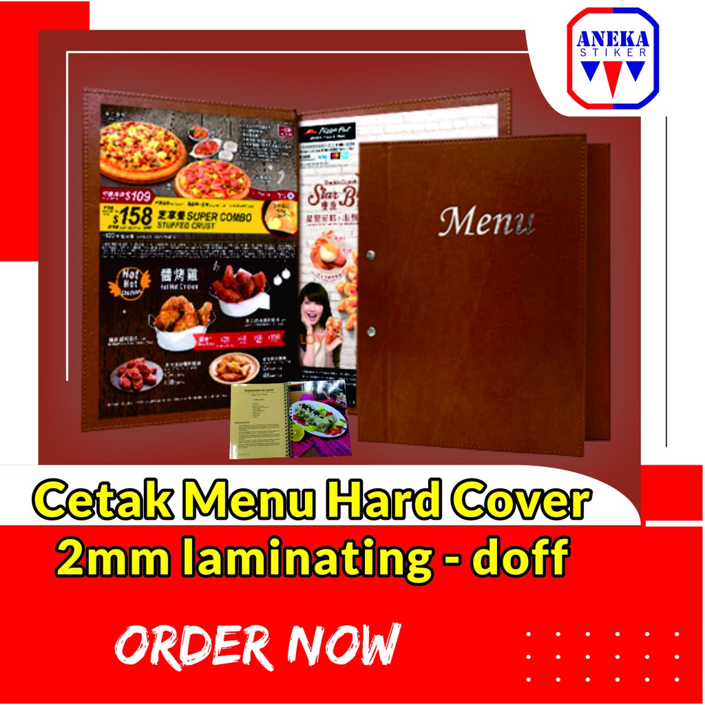 Jual Cetak menu Hard Cover 2mm laminating - doff, 1 sisi ukuran A3 ...