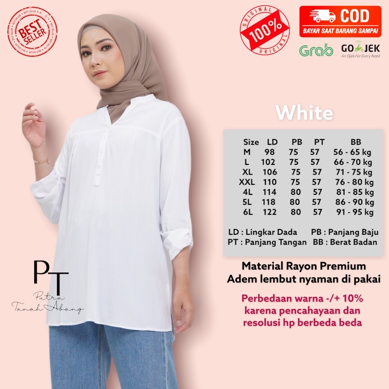 Jual blouse atasan polos white putih bersih baju wanita cewek perempuan ...