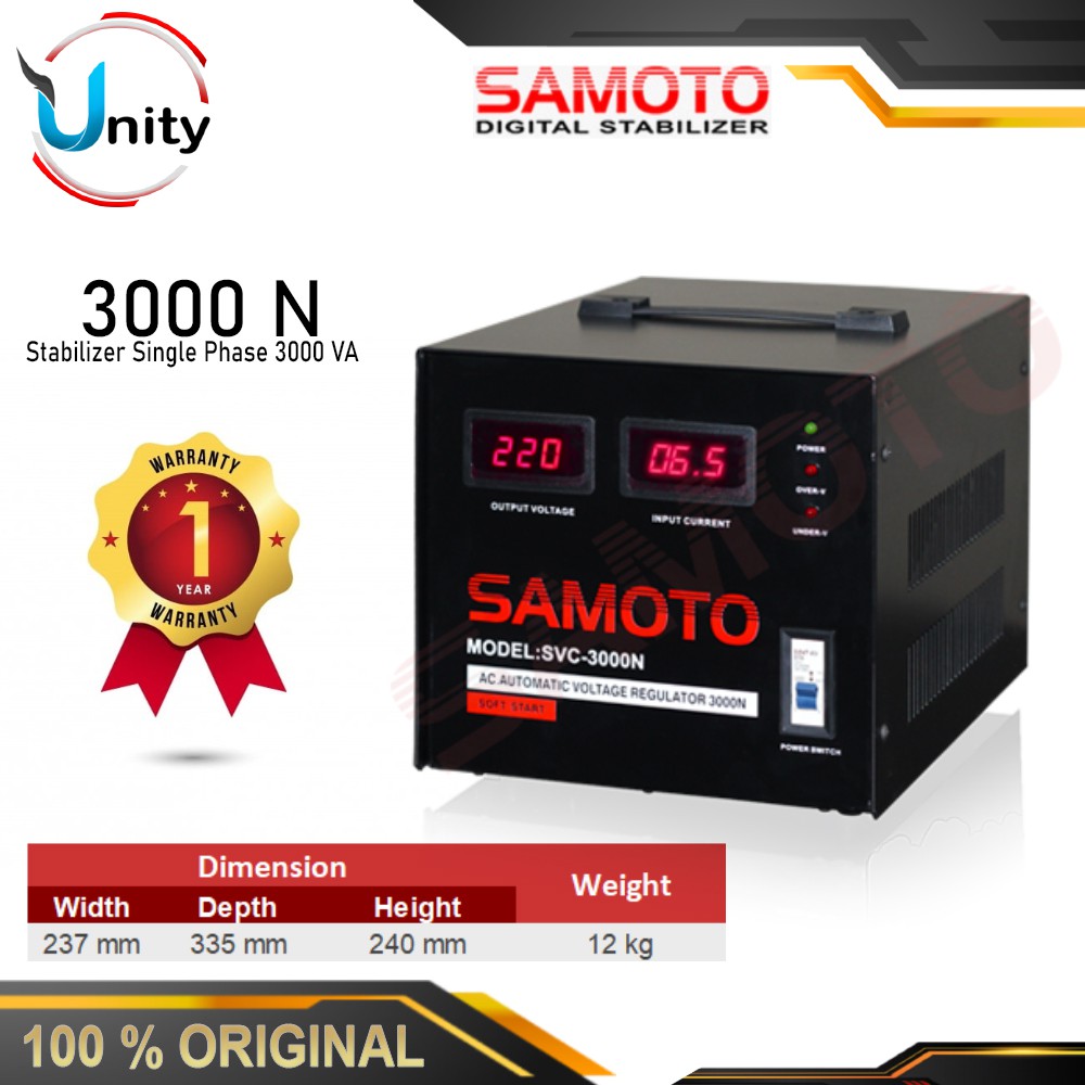 Jual Stavolt Listrik SMT SVC AVR Stabilizer Samoto 3000 VA Stabiliser ...