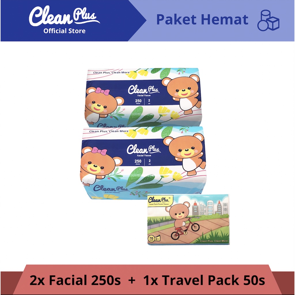 Jual Clean Plus Softpack Tissue 250'S (NEW) BONUS TRAVELPACK CLEAN PLUS ...
