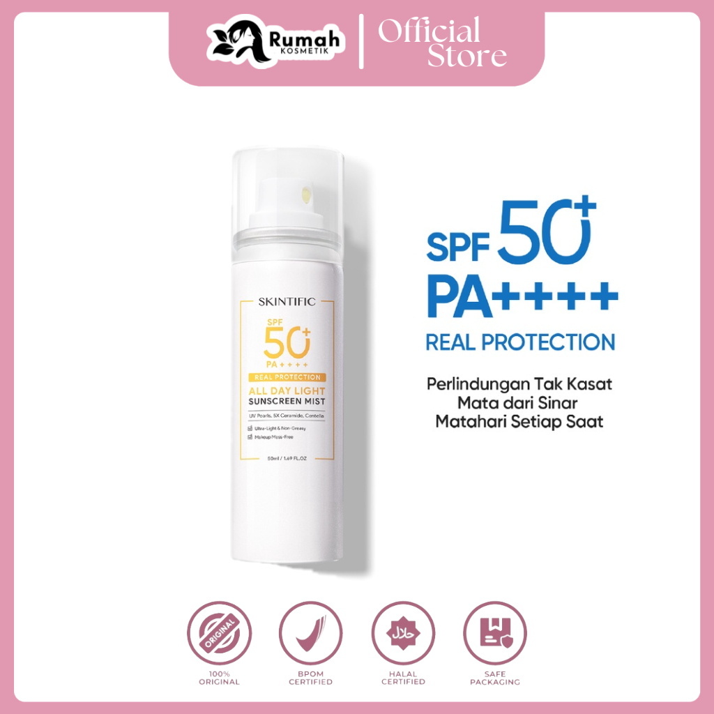 Jual SKINTIFIC All Day Light Sunscreen Mist SPF50 PA++++ Sunscreen Spray Anti UV Wajah/Body ...