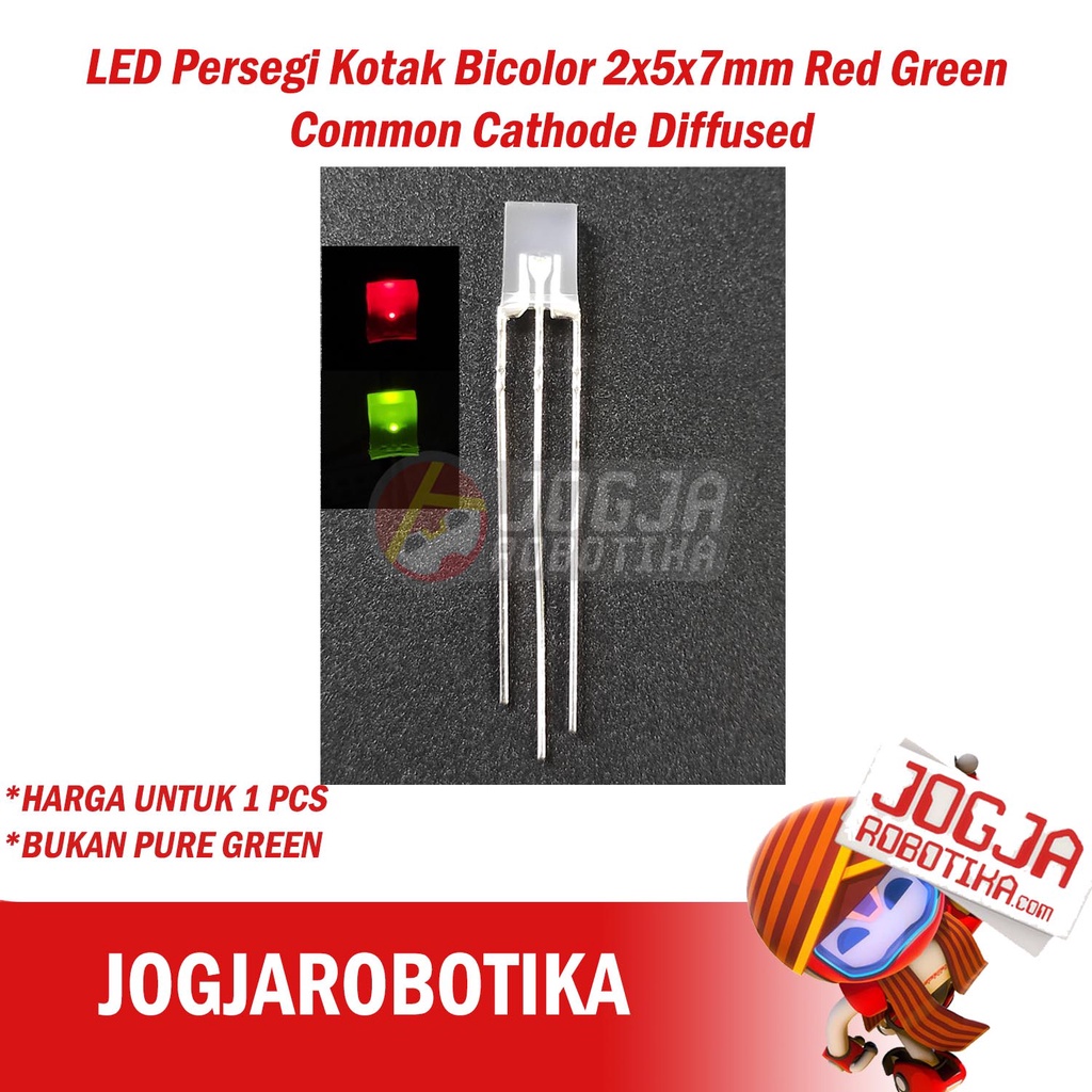 Jual LED Persegi Kotak Bicolor 2x5x7mm Red Green Common Cathode ...