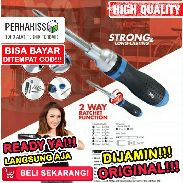 Jual Obeng Interchangeable Rachet Driver Set Toho 19 In 1 Obeng Ratchet ...