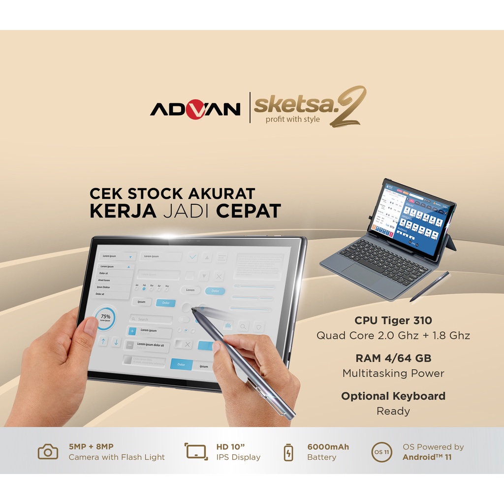 Jual Advan Tab Sketsa 2 4GB / 64GB 10" Tiger T310 Android 11 Garansi ...